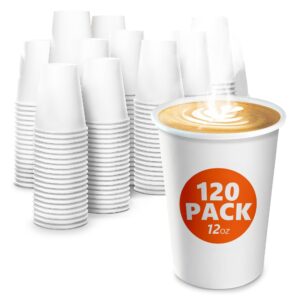 12 oz 120pcs disposable coffee cups for party - 12 oz paper cups hot coffee cups paper espresso cups disposable tea cups - white paper cups 12 oz coffee cups 12 oz hot cups