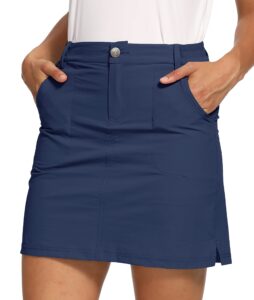 lastfor1 women's outdoor skort golf skorts active athletic skort upf 50+ hiking casual skirt quick dry with pockets blue m