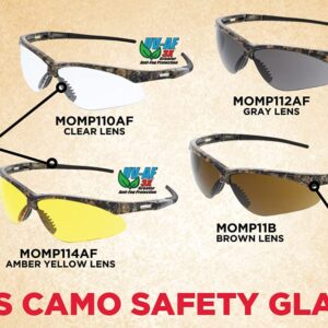 MCR Safety Memphis Series MOMP110AF Safety Glasses, Eye Protection, Mossy Oak Frame, Clear UV-AF Anti-Fog Lens