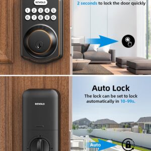 Revolo RE001 Electronic Keypad Deadbolt, Keyless Entry Door Lock, Keyed Entry, Auto Lock, Smart Lock with Handle, Front Door Handle Sets, Anti-Peeking Password, Oil-Rubbed Bronze