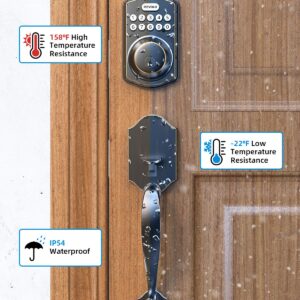 Revolo RE001 Electronic Keypad Deadbolt, Keyless Entry Door Lock, Keyed Entry, Auto Lock, Smart Lock with Handle, Front Door Handle Sets, Anti-Peeking Password, Oil-Rubbed Bronze