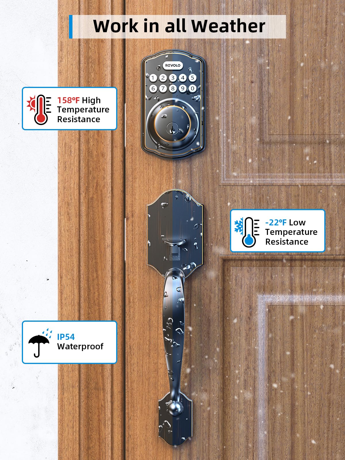 Revolo RE001 Electronic Keypad Deadbolt, Keyless Entry Door Lock, Keyed Entry, Auto Lock, Smart Lock with Handle, Front Door Handle Sets, Anti-Peeking Password, Oil-Rubbed Bronze