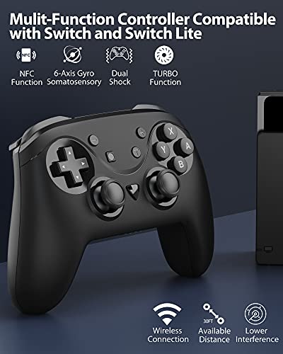 YCCTEAM Switch Controller Compatible With Switch/Switch Lite/Switch Oled, Switch Pro Controller with NFC, Turbo, Dual Vibration Function and Wake Up