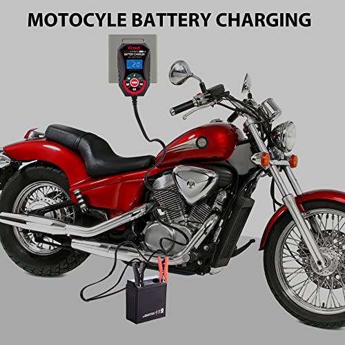 KATBO 2Amp Battery Charger, Battery Maintainer, car Battery Charger, trickle Charger for Car Battery, 6V 12V, Motorcycles, Lawn Tractors, Marine AGM, Gel, SLA,Wet