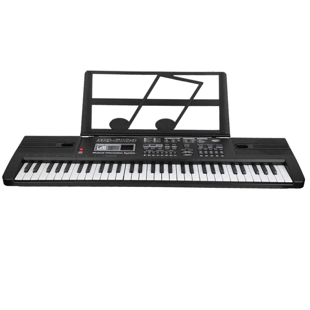 61 Keys Piano Keyboard, Portable Electronic Music Keyboard with Microphone, Music Sheet Stand & Power Supply for Beginner Student