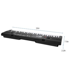 61 Keys Piano Keyboard, Portable Electronic Music Keyboard with Microphone, Music Sheet Stand & Power Supply for Beginner Student