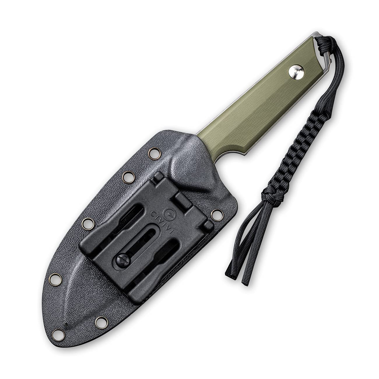 CIVIVI Kepler Fixed Blade Knife, 4.48" Blade G10 Handles, Belt Knife with Kydex Sheath, Lanyard, Clip for Men Outdoor Activities C2109A (OD Green)