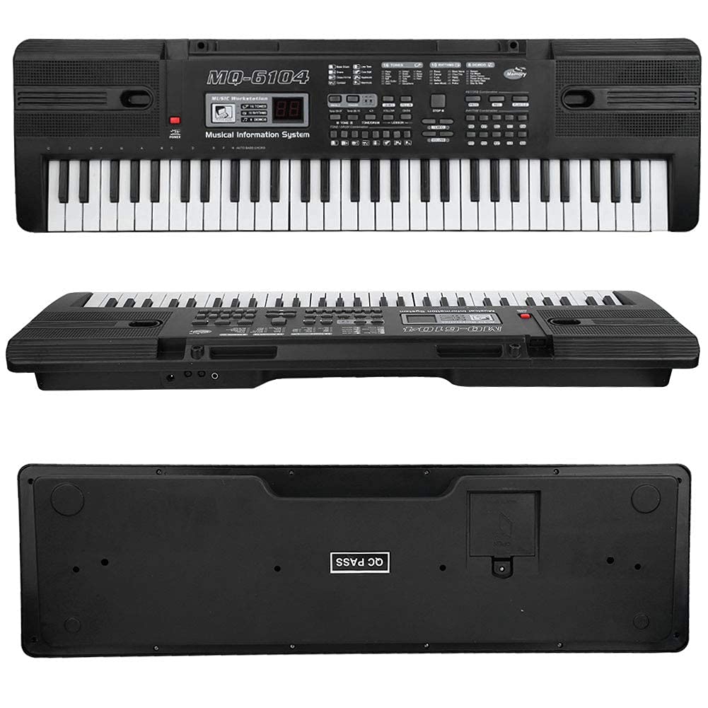 61 Keys Piano Keyboard, Portable Electronic Music Keyboard with Microphone, Music Sheet Stand & Power Supply for Beginner Student