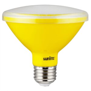 sunlite 81471 led par30 short neck colored recessed bug light bulb, 8 watt (75w equivalent), medium (e26) base, floodlight, etl listed, yellow, 1 count