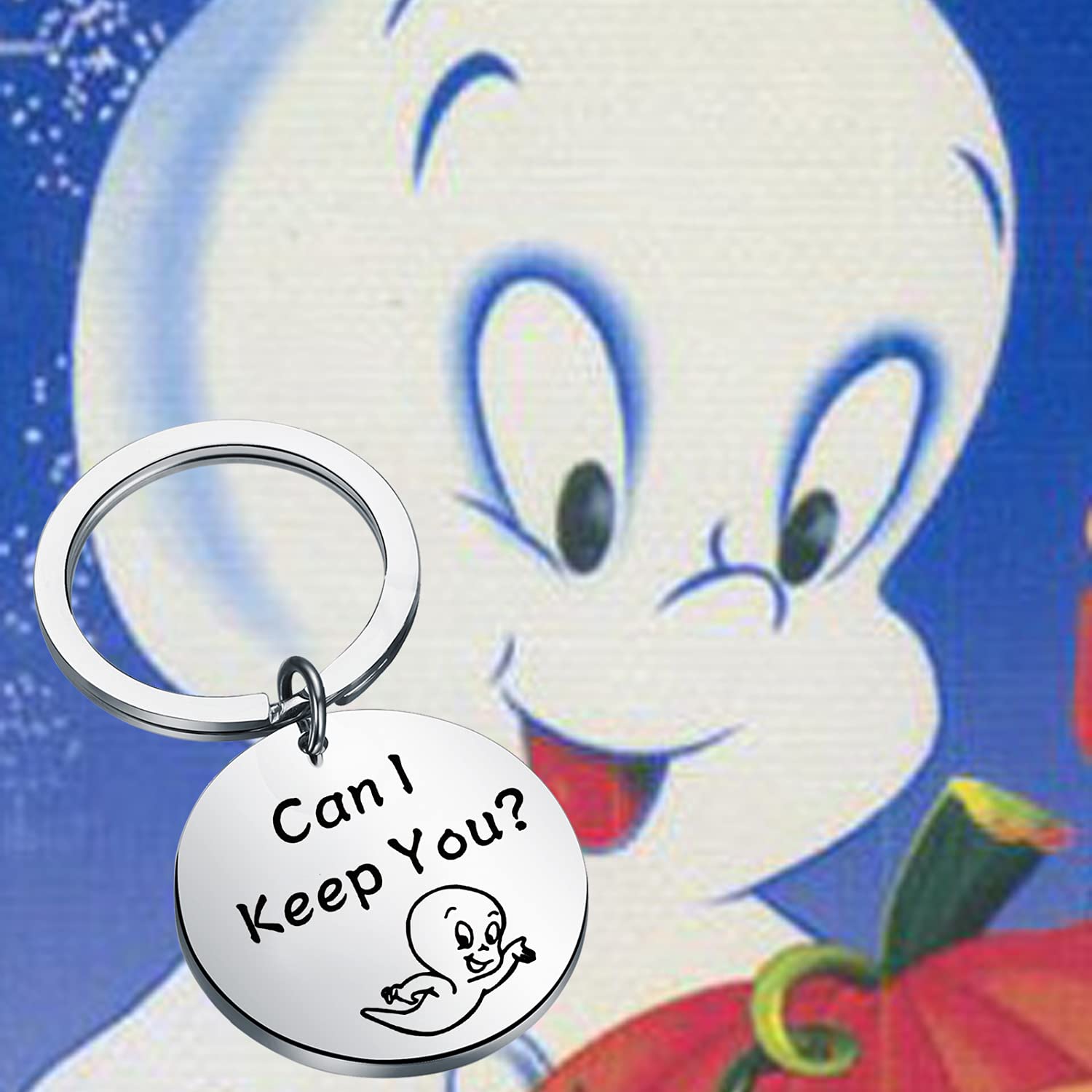 FAADBUK Cartoon Inspired Gift Ghost Keychain Can I Keep You Halloween Horror Gift (Can I Keep You)