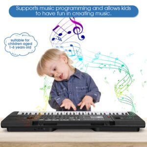 61 Keys Piano Keyboard, Portable Electronic Music Keyboard with Microphone, Music Sheet Stand & Power Supply for Beginner Student