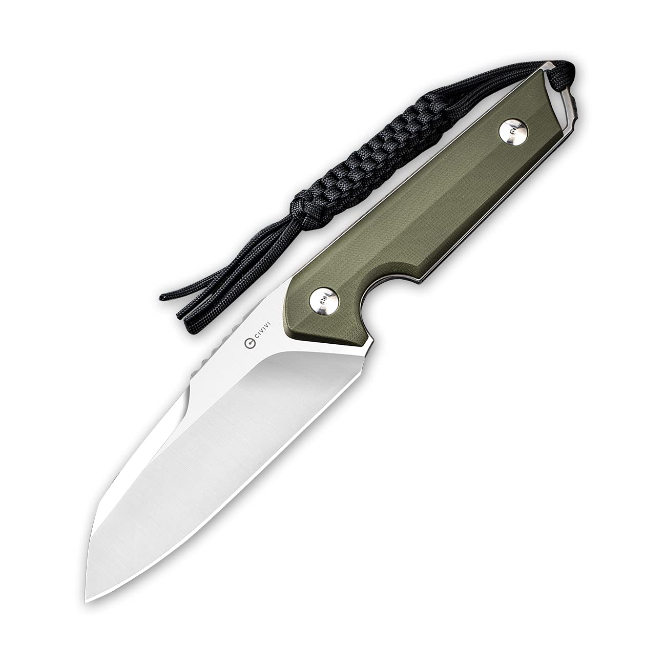 CIVIVI Kepler Fixed Blade Knife, 4.48" Blade G10 Handles, Belt Knife with Kydex Sheath, Lanyard, Clip for Men Outdoor Activities C2109A (OD Green)