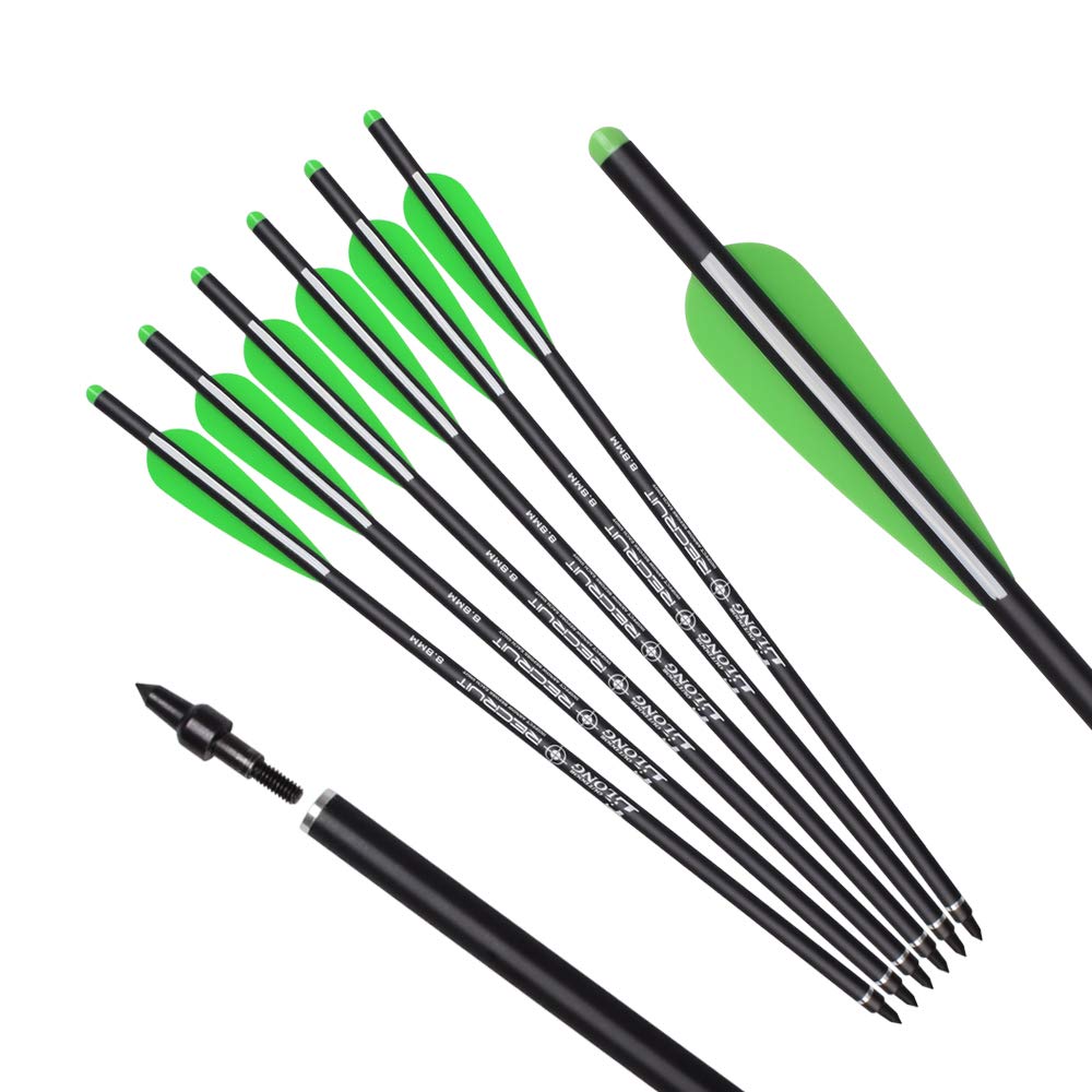 ELONG Crossbow Bolts 20 Inch Carbon 6 Pack with Hunting Broadheads 6 Pack, Crossbow Arrows for Hunting Outdoor Target Practice