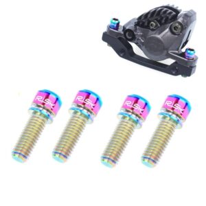 pack of 4 pcs titanium bolts screws for mtb road bicycle and mountain bike disc caliper, m6x20mm (oil slick)