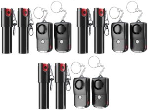 armadillo defense pepper spray and personal alarm key chain bundle (12 pack) for protection and self defense, safeguard for women and men, tear gas and panic button