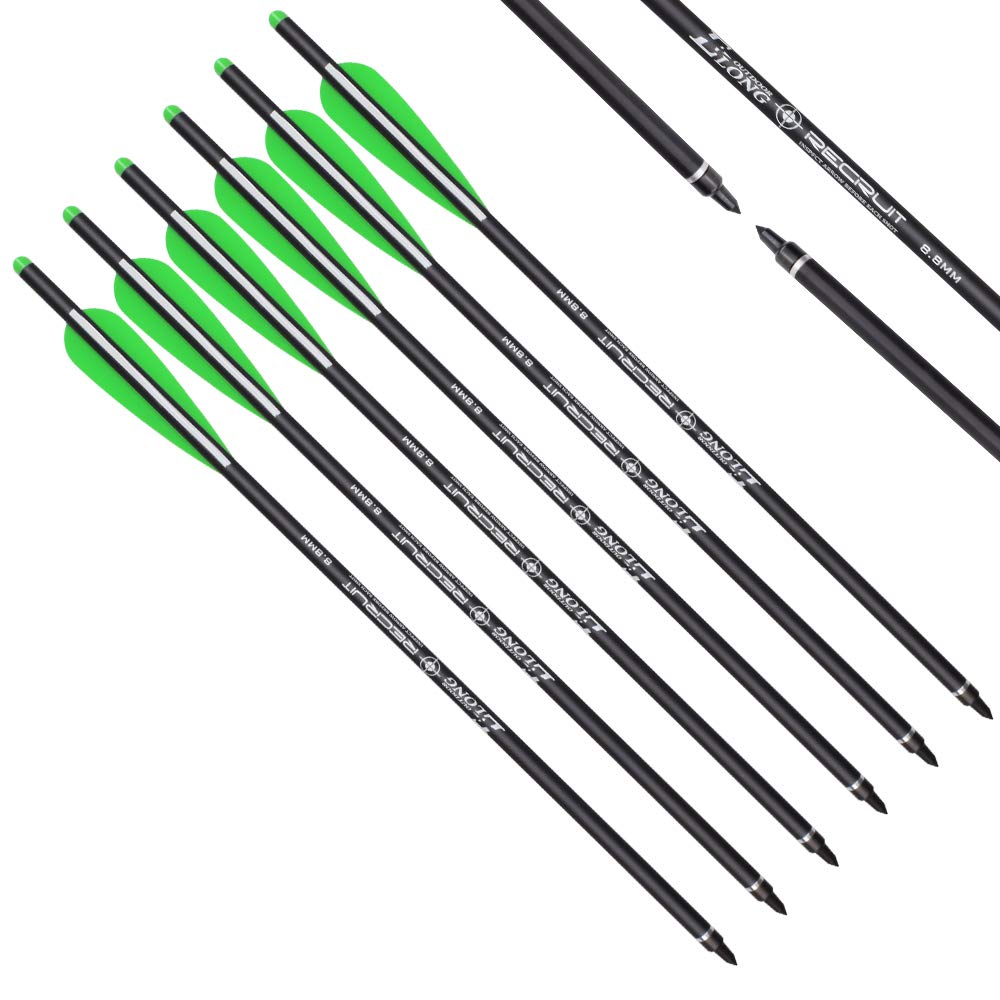 ELONG Crossbow Bolts 20 Inch Carbon 6 Pack with Hunting Broadheads 6 Pack, Crossbow Arrows for Hunting Outdoor Target Practice