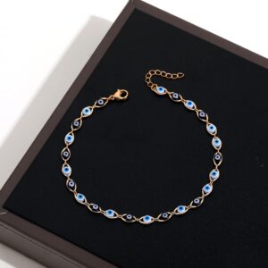 SLOONG Evil Eye Anklet Bracelets for Women 14K Gold Plated Beach Foot Anklet Bracelet Jewelry Beads Anklet Set, Adjustabe Size