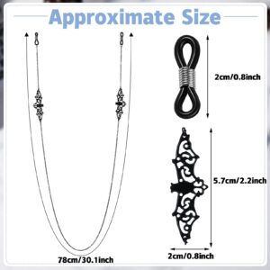 Frienda 2 Pieces Glass Chains Halloween Bat Glasses Chain Goth Sunglasses Eyeglass Necklace Eyewear Reading Black Bat Glasses Retainer Strap Holder Lanyards Halloween Party Accessories for Women Men