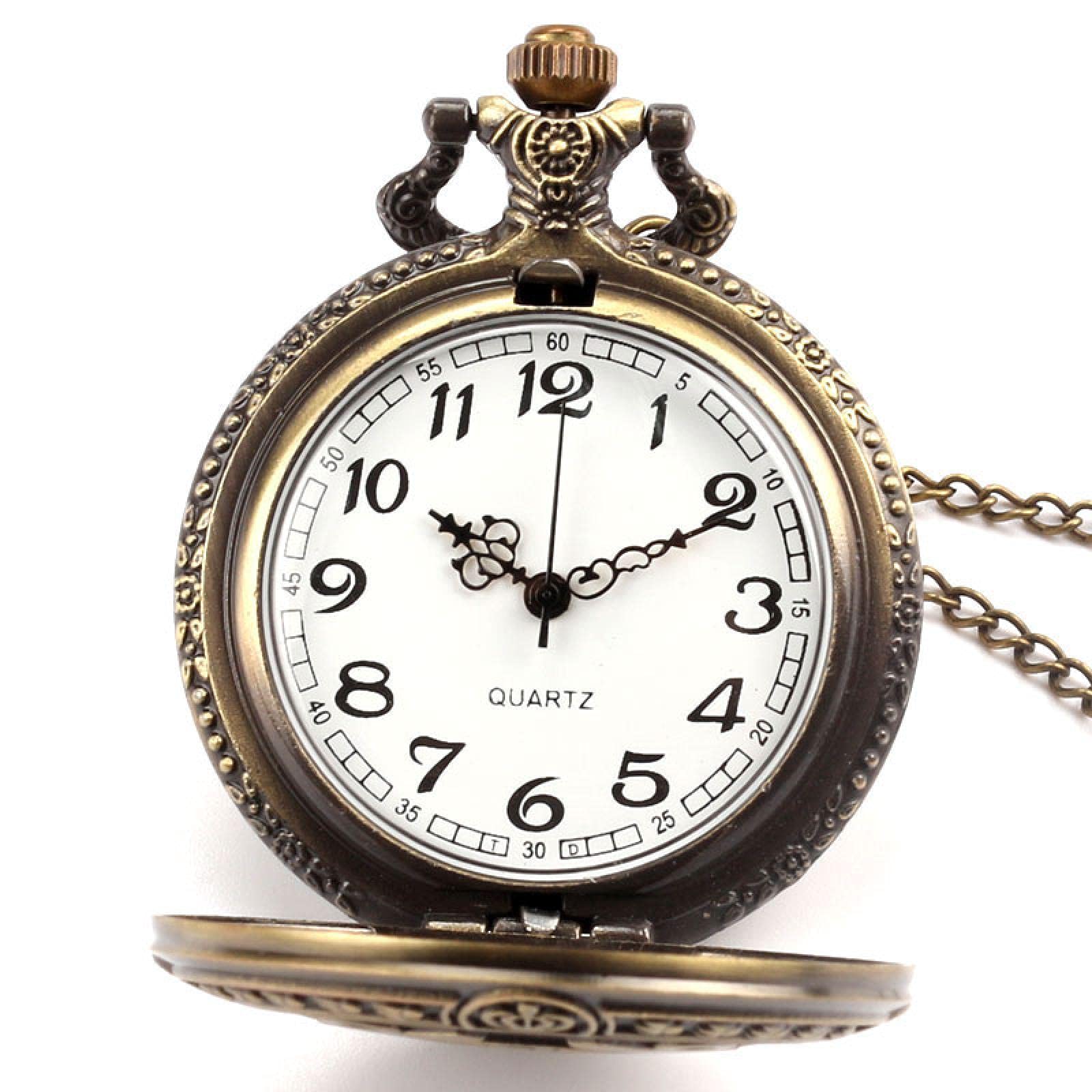 Akopiuto Coast Guard Pocket Watch with Necklace Chain Clock Bronze Quartz Pendant Watches