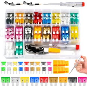 fuse assortment kit,306pcs car boat truck suv auto automotive assorted replacement blade fuses standard & mini & low profile mini-2a 5a 7.5a 10a 15a 20a 25a 30a 35a with fuse puller circuit tester