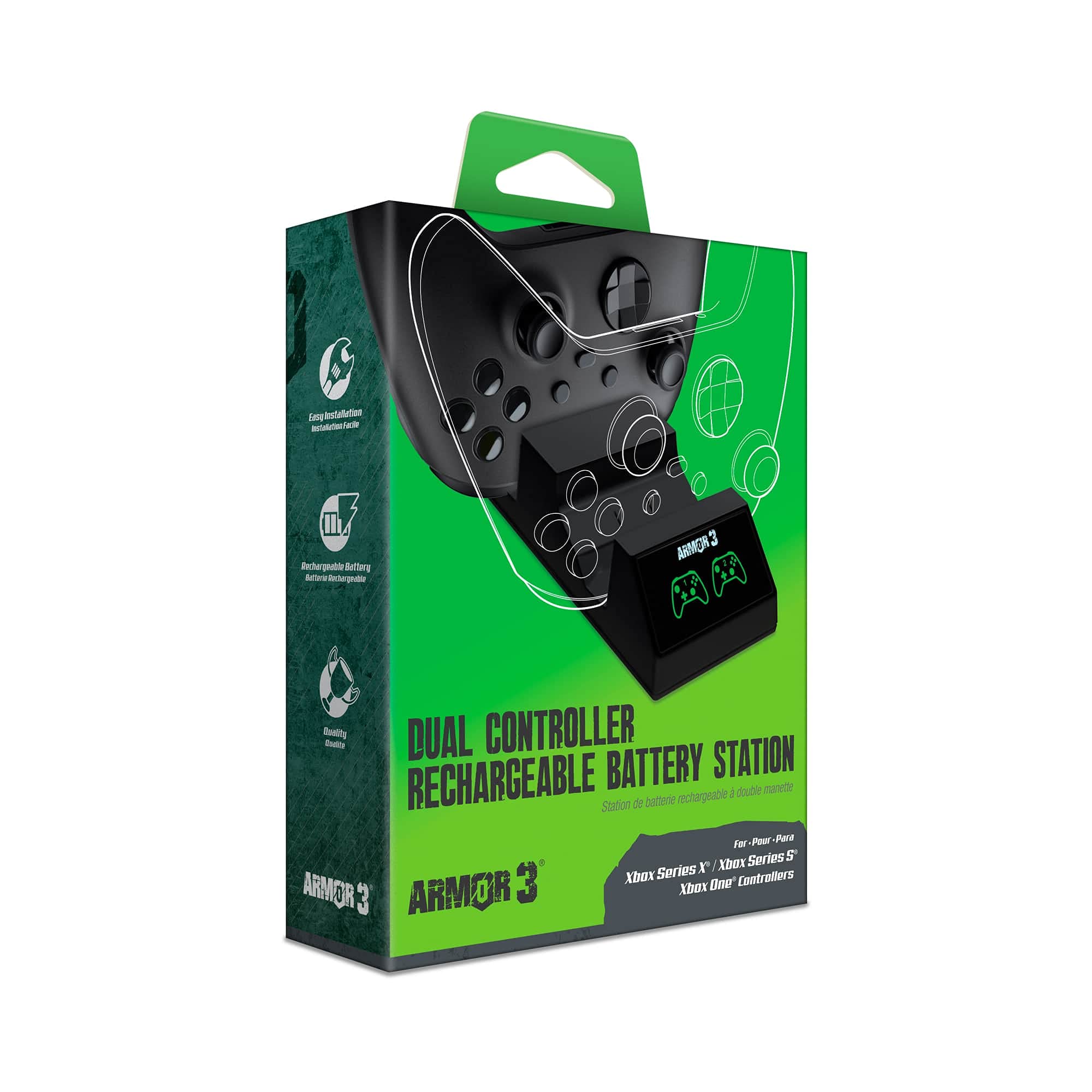 Armor3 Dual Controller Rechargeable Battery Station for Xbox Series X/Xbox One(Black) - Xbox Series X