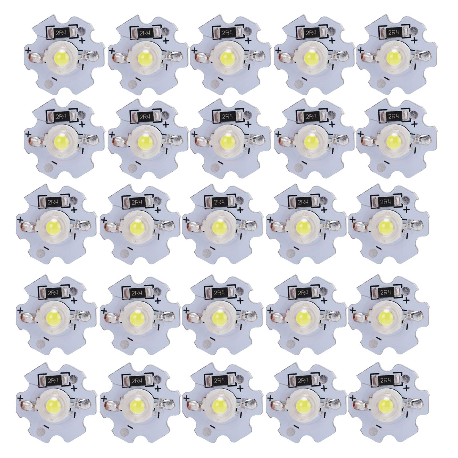 Hyuduo 25pcs LED Lamp Beads, 200LM 3W 5V High Power Led Chip, LED Lamp SMD Chip Light Bulb for DIY Lighting Fixtures(Pure White 60006500K)