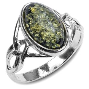 ian and valeri co. green amber sterling silver oval celtic ring