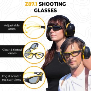 TradeSmart All-in-One Gun Range Safety Duo Kit - 2x Yellow Ear and Eye Protection Kit for Men and Women, U.S. Certified