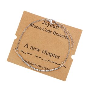 joycuff a new chapter morse code bracelets for women inspirational retirement jewelry for best friend coworker colleagues enjoy your new chapter retirement bracelet gifts for coworker leaving retired