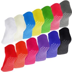 geyoga 13 pairs pilate grippers socks for women non slip yoga ballet barre non skid socks for men house workout sports(bright colors)