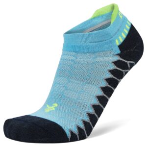 balega silver compression fit performance no show athletic running socks for men and women (1 pair), aqua, x-large