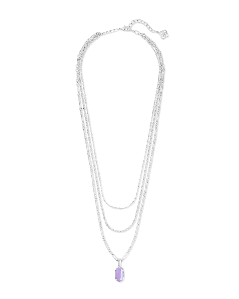 Kendra Scott Elisa Triple Adjustable Length Strand Necklace for Women, Fashion Jewelry, Rhodium-Plated, Matte Iridescent Lilac