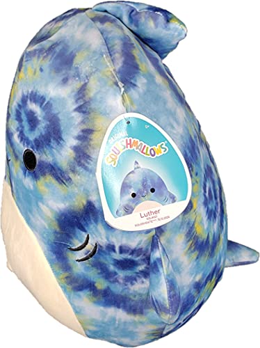 SQUISHMALLOW KellyToys - 12 Inch (30cm) - Luther The Blue Tie Dye Shark - Super Soft Plush Toy Animal Pillow Pal