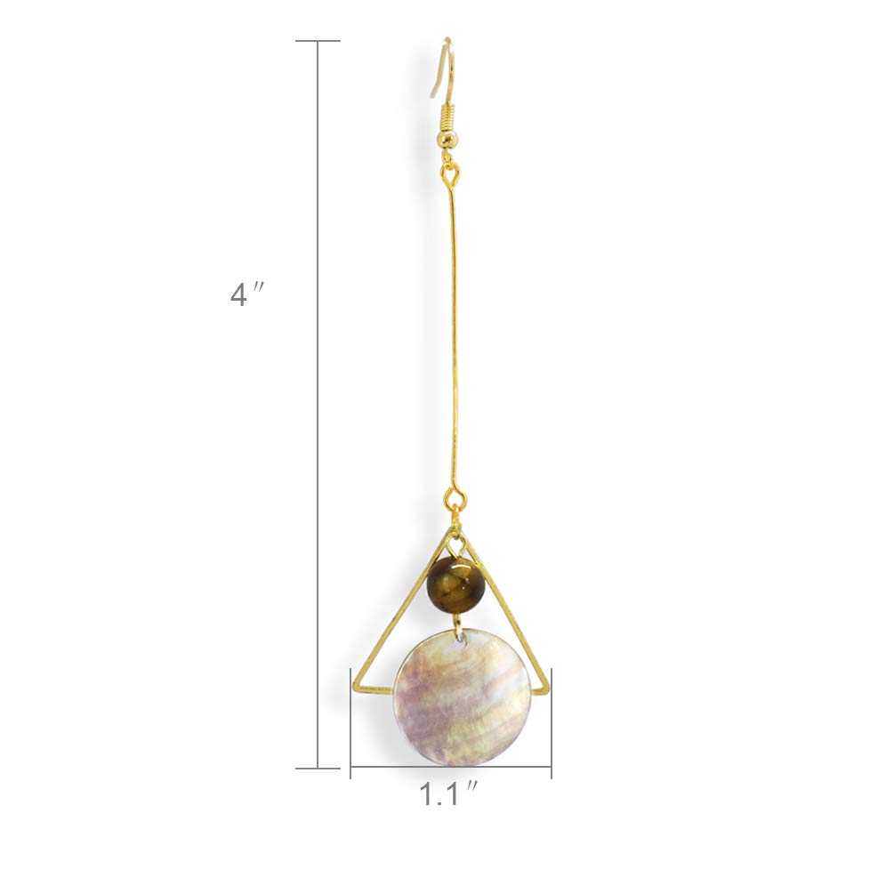 Mismatch Asymmetry Abstract Drop Dangle Abalone Shell Earrings for Woman