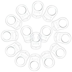 patelai 15 pieces soft silicone baby pacifier clips holders silicone adapter rings holder baby nipple rings baby dummy pacifier holder for baby pacifiers(transparent)