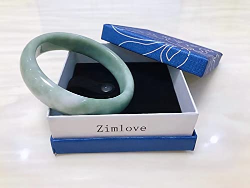 Zimlove Natural Jade Bangle Bracelet for Women Classcial Retro Chinese Style Green Hand Jade Bracelets with Gift Box (Green 58mm)