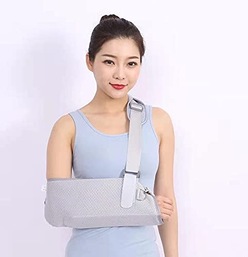 Mesh Shoulder Sling Arm Brace for Torn Rotator Cuff Injury Right Left Support Adjustable Immobilizer with removable stay support Stabilizer for Elbow, Wrist, Thumb Injuries, Medium