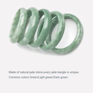 Zimlove Natural Jade Bangle Bracelet for Women Classcial Retro Chinese Style Green Hand Jade Bracelets with Gift Box (Green 58mm)