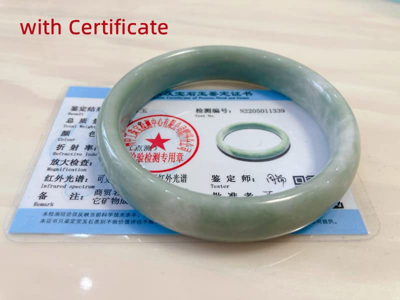 Zimlove Natural Jade Bangle Bracelet for Women Classcial Retro Chinese Style Green Hand Jade Bracelets with Gift Box (Green 58mm)