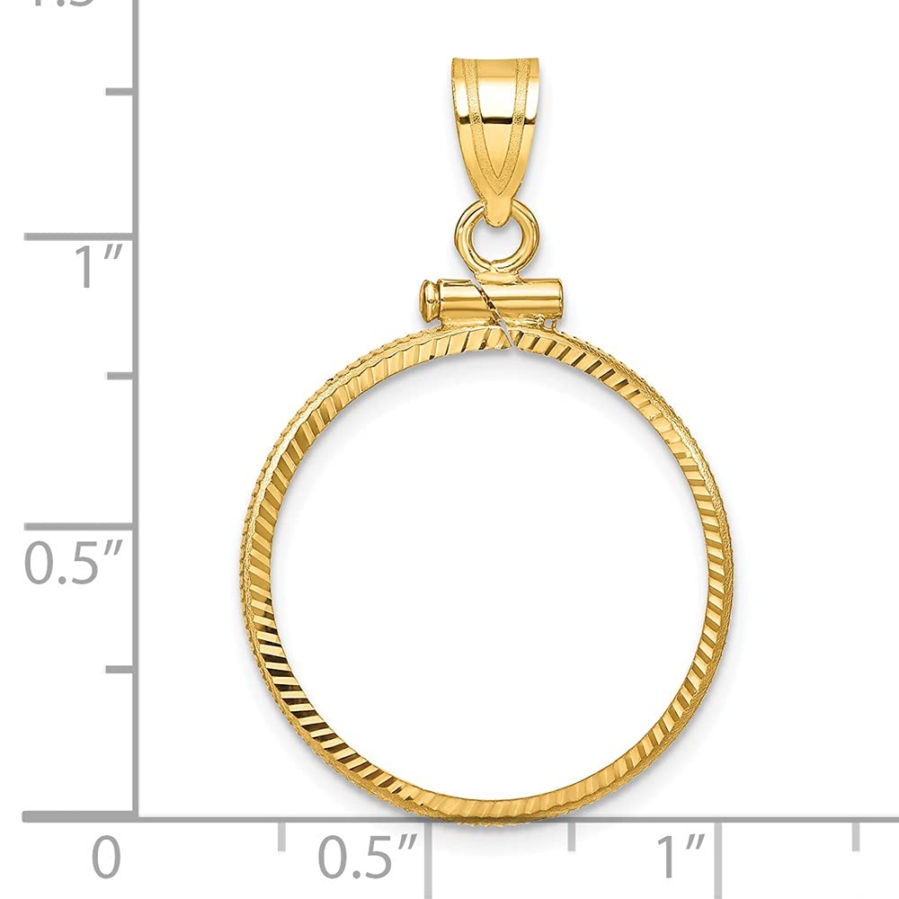 14ky 21.6mm Diamond-cut Screw Top Coin Bezel Pendant 34.3mm 21.9mm style C2677/21.6