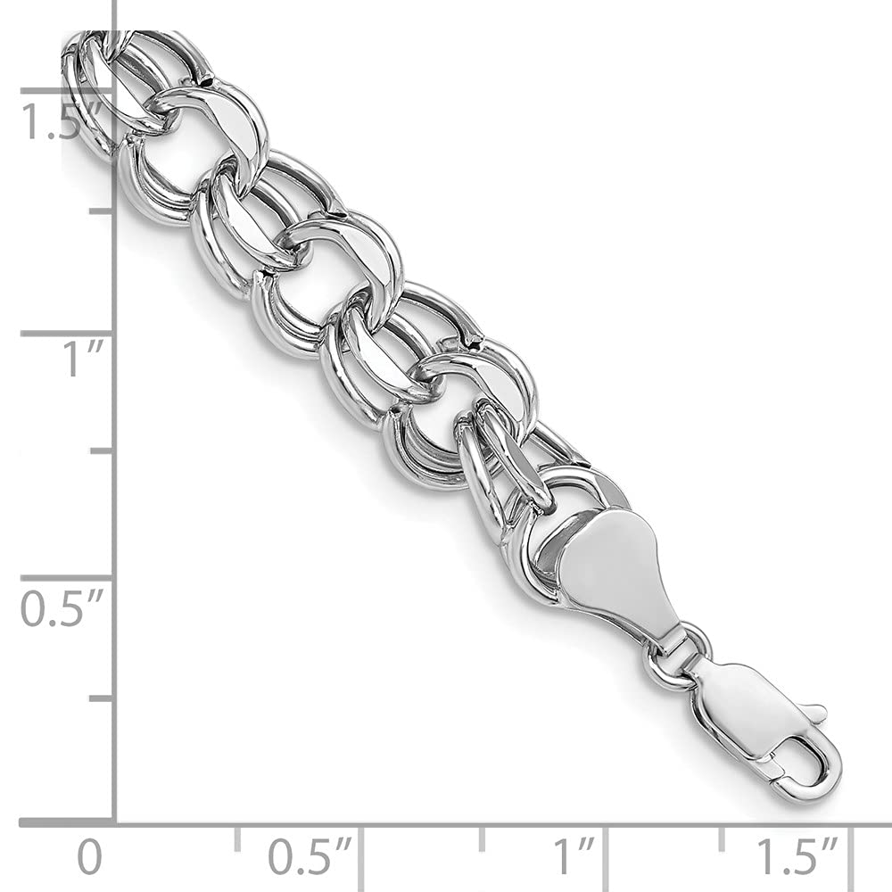 14k White Gold Lite 8mm Double Link Charm Bracele QWSD5-7.25