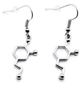 dopamine molecule earrings psychiatrist gift psychologist neurologist neurotransmitter happy chemical scientist chemistry biology psychiatry jewelry science student teacher lover, (g0001)