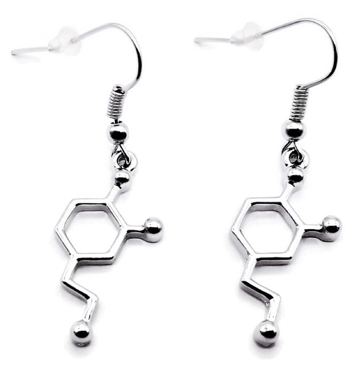 Dopamine Molecule Earrings Psychiatrist Gift Psychologist Neurologist Neurotransmitter Happy Chemical Scientist Chemistry Biology Psychiatry Jewelry Science Student Teacher Lover, (G0001)