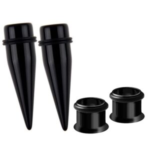 bngukju pairs 7/16" 11mm black tapers + 316l steel tunnels ear stretching kit gauges gauging (black 7/16"(11mm))