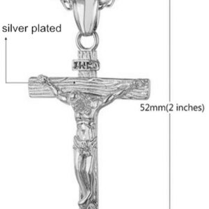 JTTBIGV Stainless Steel Jesus Christ INRI Crucifix Cross Pendant Necklace 30inch Long Chain