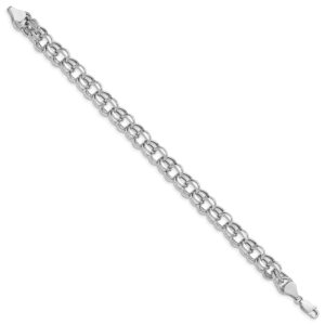 14k White Gold Lite 8mm Double Link Charm Bracele QWSD5-7.25