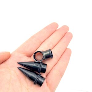 Bngukju Pairs 7/16" 11MM Black Tapers + 316L Steel Tunnels Ear Stretching Kit gauges Gauging (Black 7/16"(11MM))