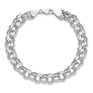 14k White Gold Lite 8mm Double Link Charm Bracele QWSD5-7.25