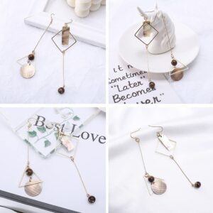 Mismatch Asymmetry Abstract Drop Dangle Abalone Shell Earrings for Woman