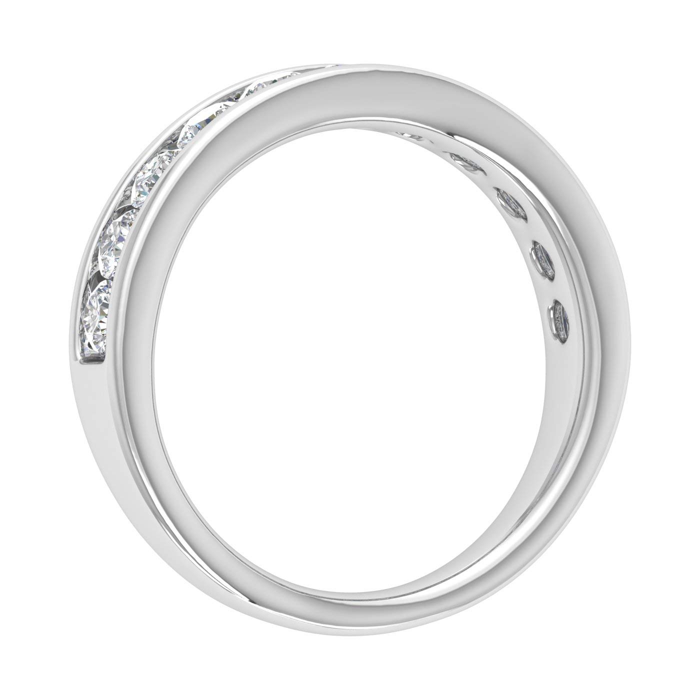 FINEROCK 1 Carat Channel Set Diamond Wedding Band Ring in 14K White Gold (Ring Size 7.5)